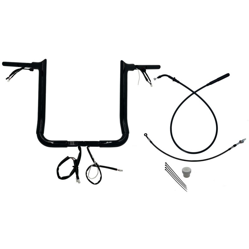 FatBaggers EZインストール 1-1/2インチ径ポインテッドトップ・ハンドルバー 16インチ (グロスブラック) 2021～2024 ...