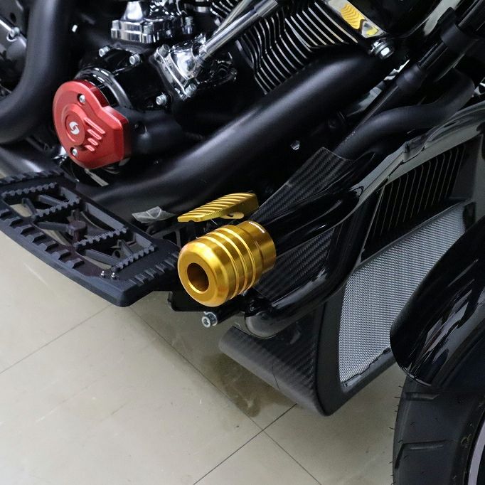 2014以降 ツーリング、2018以降 ソフテイル 純正クラッシュバー用 アルミスライダー (ゴールド) スピードラ |ハーレーパーツ専門店 ...